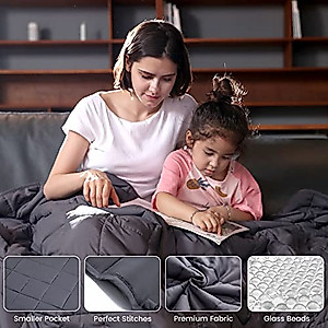 Syrinx Cooling Weighted Blanket Queen Size (15 Pounds 60''x80'' for Adult), Breathable Fabric with Premium Glass Beads, Heavy Blanket Suit for Person About 140lbs, Dark Grey