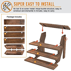 Fumingpal Wooden Cupcake Stand - 4 Tier Cupcake Display Stand, Rustic Tiered Display Stand, Tool Free Installation Cupcake Stand for Birthday Party Decoration Supplies