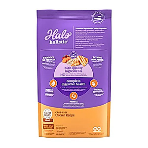 Halo Holistic Cat Food Dry, Cage-free Chicken Recipe, Complete Digestive Health, Dry Cat Food Bag, Adult Formula, 6-lb Bag
