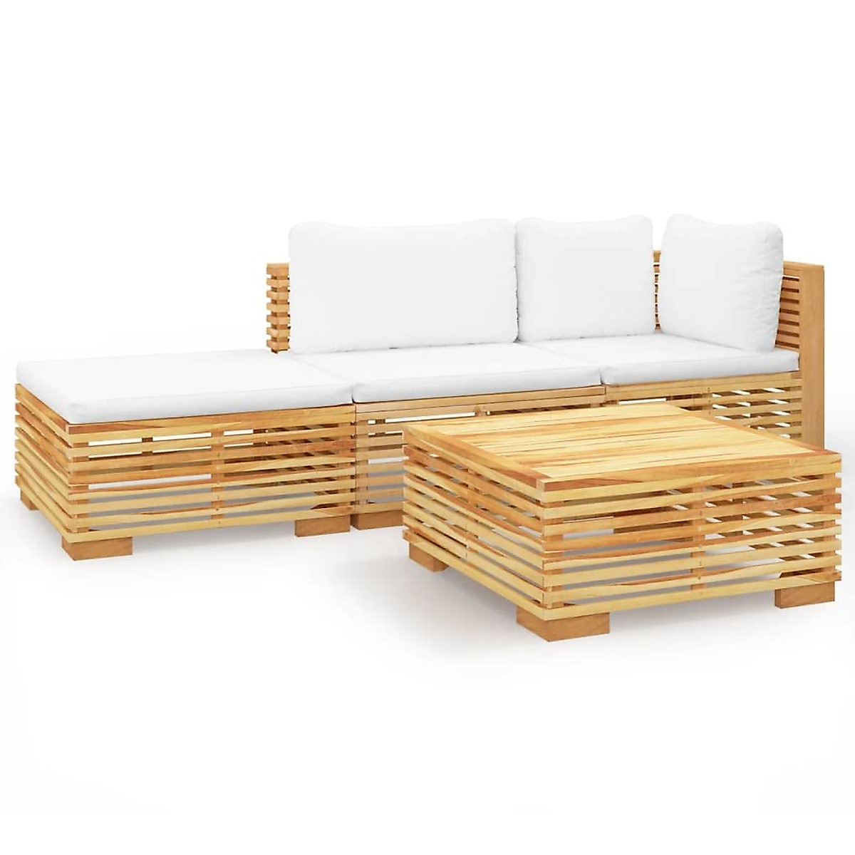 WEHUOSIF 4 Piece Patio Lounge Set with Cushions,Garden Lounge Set,Combination Sofa,Pool Sofa Set,Conversation Sofa,Party Furniture,for Homes,Offices,Living Room,Cafes,Solid Wood Teak