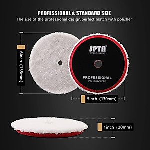 SPTA Microfiber Cutting Pads, Microfiber Finishing Pads 2Pcs 5Inch 125mm Microfiber Finishing Disc Soft Microfiber Wax Removal Pad for Dual Action Car Polisher Finishing Polishing Waxing -MPBFS5W-2