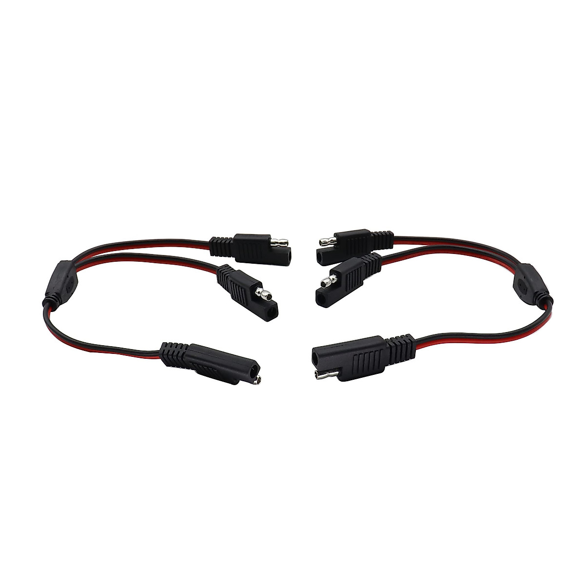 ZUYOOK 18AWG SAE Y Splitter Adapter Cable SAE Y Splitter 1 to 2 SAE Extension Cable SAE DC Power Automotive Connector Cable for Solar Panel and DC Power Supply Connector Cable 12inch/30cm (2PACK)