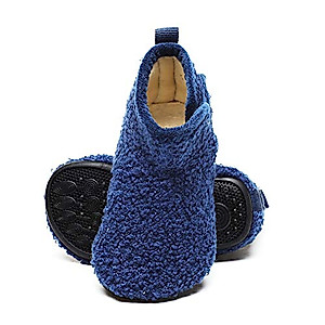 ZooYung Toddler Baby House Slippers Shoes Winter Warm Fleece Anti Slip Rubber Sole for Kids Boys and Girls(ZY-TS2268Blue25)