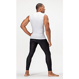 DEVOPS 3 Pack Men's Athletic Compression Shirts Sleeveless (Large, White/White/White)