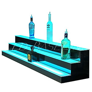 LED Baseline Lighted Bottle Display 3 Step Bar Shelf 96"
