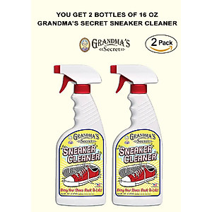Grandma's Secret Sneaker Cleaner for Rubber, Canvas, Leather - Stain Remover Spray Removes Dirt, Grime, Grass - Shoes Cleaner for Outdoor Slippers, Moccasins - 16 oz, 2 Pack