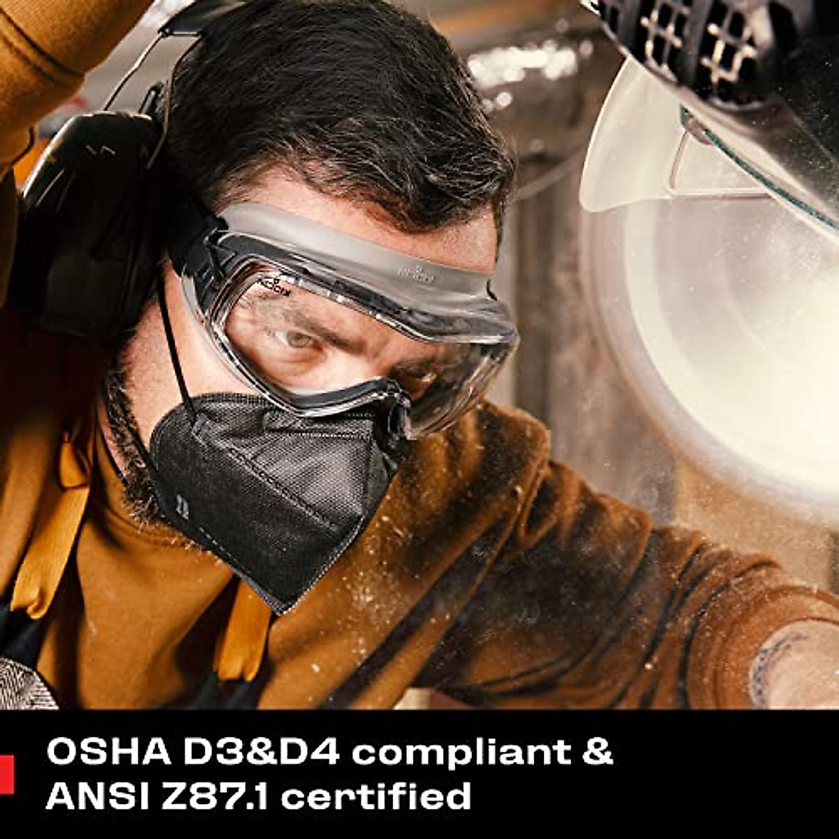 NoCry Anti Fog Safety Goggles for Men and Women with Premium Anti Scratch Coating - Vented Panoramic Lab Goggles; ANSI Z87 Certified Lab Safety Goggles, Eye Protection Goggles with Adjustable Headband