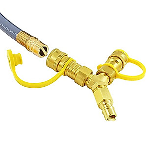 MCAMPAS 3/8'' Y Splitter Natural Gas Quick Connect Adapter,Suitable for Weber Natural Gas Grill. Portable Power Generator,Patio Heater,Pizza Oven, Outdoor Firepit