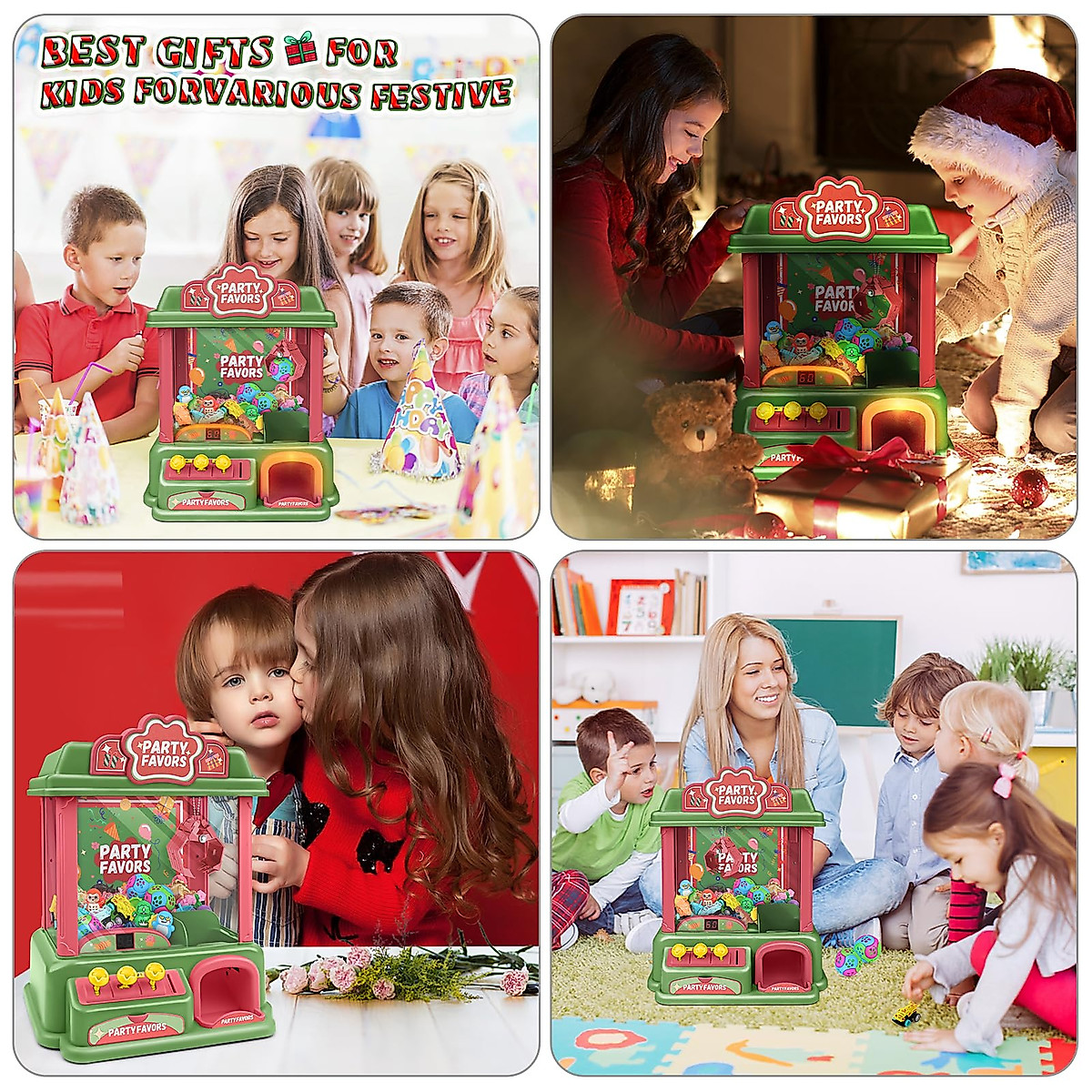 nicknack Christmas Claw Machine Toy for Kids, Arcade Games Home Mini Vending Machine Toy for Children Electronic Claw Game Prizes Toy for Kids Party Favor