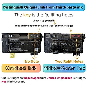 OneMoreBuck Repackaged 802 Orginal Ink Cartridges for 802 T802 to use with WF-4730 WF-4734 WF-4740 WF-4720 EC-4020 EC-4030, 4 Colors (Black, Cyan, Magenta, Yellow)