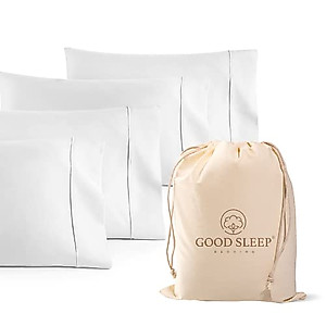 1000 Thread Count 100% Egyptian Cotton Pillow Cases, White Standard Pillowcase Set of 4 Long-Staple 100% Cotton Pillow Case for Sleeping Soft & Silky Sateen Weave Bed Pillow Cover Hotel Pillowcases