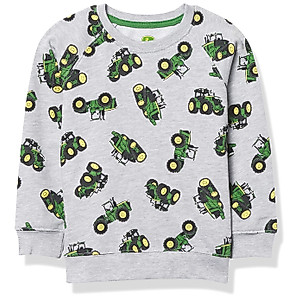 John Deere boys John Deere Toddler Boys' French Terry Pullover T Shirt, Heather Grey, 4T US
