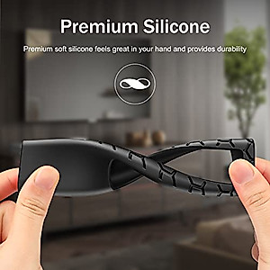 Fintie Protective Case for Samsung Smart Solar Cell Remote Control 2022 BN59-01385 BN59-01386 BN59-01391, Light Weight Kids-Friendly Anti Slip Shockproof Silicone Cover, Black