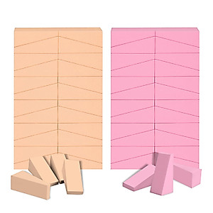 AUAUY 48 Pcs Makeup Sponge Wedge Shaped Blender, Mini Applicator Wedges, Non-Latex Cosmetic Puff, Cosmetic Wedges Beauty Blender Sponges, For Foundation Liquid Cream - Pink&Beige