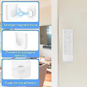 Grevosea 6 Pack Magnetic Remote Control Holder, Self Adhesive Remote Holder Wall Mount Remote Control Rack for Back of Tv Fan and Air Conditioner Remote Controls (White)
