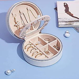 ZZYINH AN207 Leather Portable Jewelry Box Jewel Casket Portable Makeup Organizer Beauty Travel Box Festival Gift Small Jewelry (Color : White)