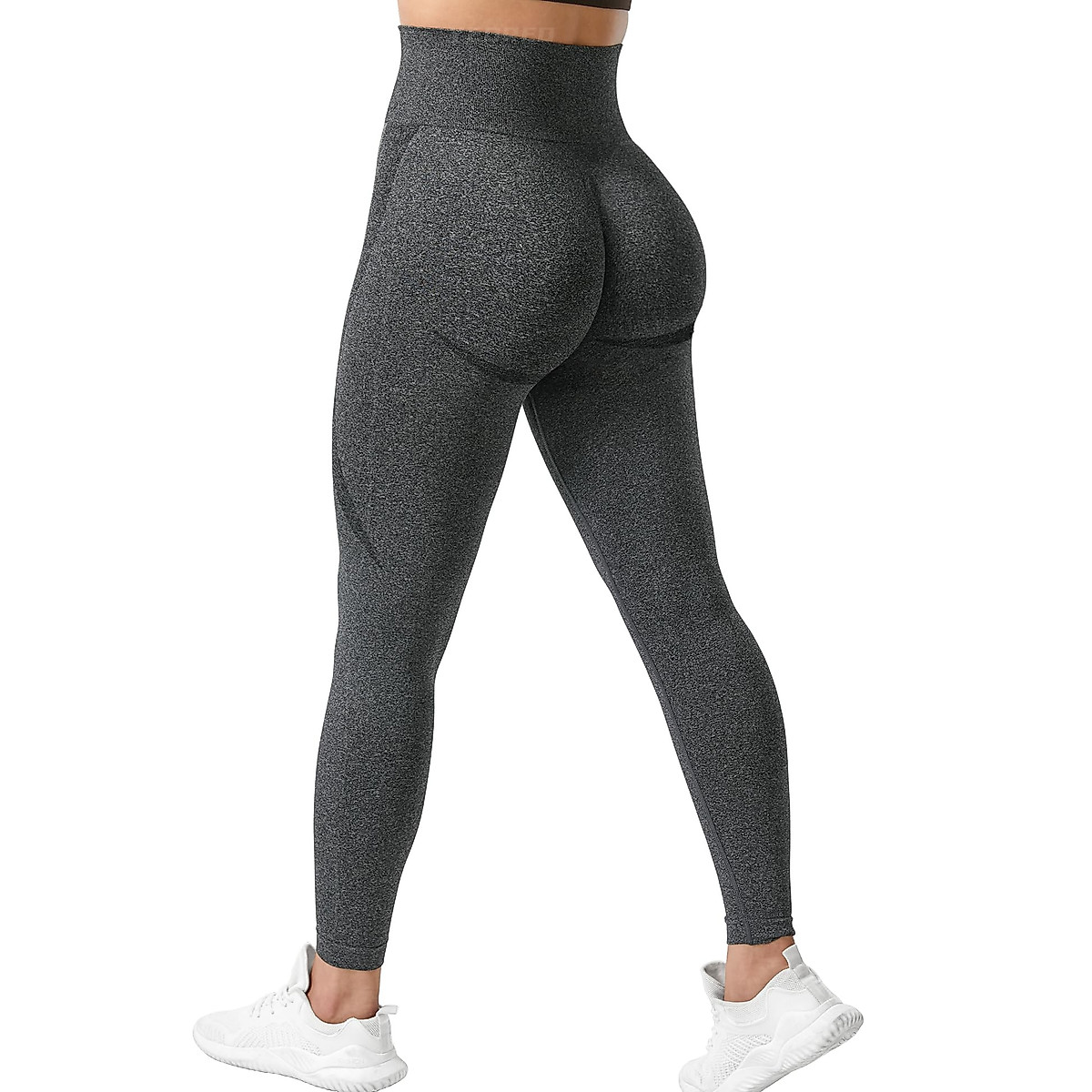 YEOREO Women Seamless Workout Leggings Gym High Waist Smile Contour Yoga Pants Gray