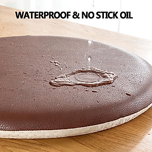 ZIBENE Faux Leather Kitchen Chair Pads, Round Chair Cushions 16 Inch, Seat Cushions for Dining Room Chairs Thick Memory Foam, Waterproof Seat Pads for Chairs Dining Outdoor Indoor Black