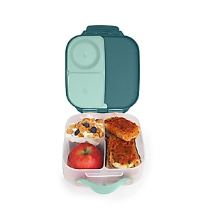 b.box Mini Lunchbox, Compact Bento-Style Lunch Snack Container for Kids, Leak-Proof, Ideal Portion Sizes for Healthy Snacks and Lunchtime at School, Picnic or On-The-Go, 2 Compartments, Emerald Forest