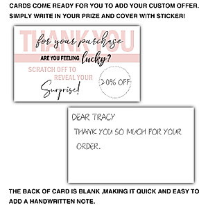Thank You For Your Purchase Scratch Off Cards - Blank Gift Certificate Cards - Small Business Thank You for Order Cards - Make Your Own DIY Pink Scratch Off Cards - 50 Cards And 50 Stickers(C01)