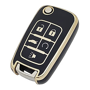 vurbemes TPU Protector Key Fob Cover Case Compatible with Chevy Chevrolet Equinox Encore Camaro Cruze Malibu Impala Buick Regal Lacrosse GMC Terrain Keyless Entry TPU Key Fob (Black)