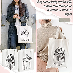 Sweetude 6 Pcs Canvas Aesthetic Tote Bag for Women Wildflower Book Tote Bag Bulk Shopping Bags School Shoulder Bag Reusable Grocery Bags Women's Tote Handbags