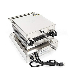 Commercial Belgian Waffle Iron, 4 Grids 1750W Stainless Steel Nonstick Double Side Waffle Maker Machine Electric Round Waffle Baker for Bakery, Restaurant, Snack Bar, Home