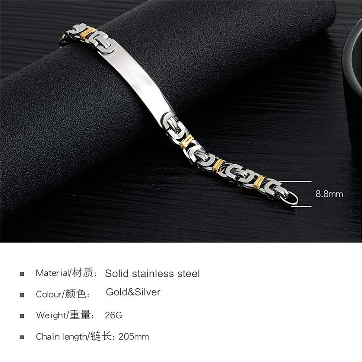 Personalized Custom Stainless Steel Medical Alert Disease Awareness Gold Plated Byzantine Bracelet Women Men Identification ID Bangle Emergency Life Save for Mom,Dad,Son,Daughter,Free Engrave