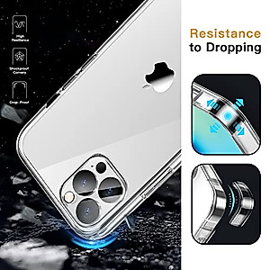 JETech 3 in 1 Case for iPhone 12 Pro 6.1-Inch, with 2-Pack Screen Protector and 2-Pack Camera Lens Protector, Non-Yellowing Shockproof Bumper Phone Cover, Full Coverage Tempered Glass Film (Clear)