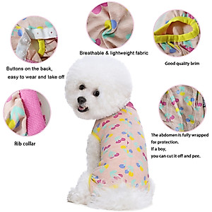 Miaododo 2 Packs Pet Dog Recovery Onesie Suit for Dogs Cats After Surgery,Dog Abdominal Wounds Bandages Cone E-Collar Alternative. (Pink, L)
