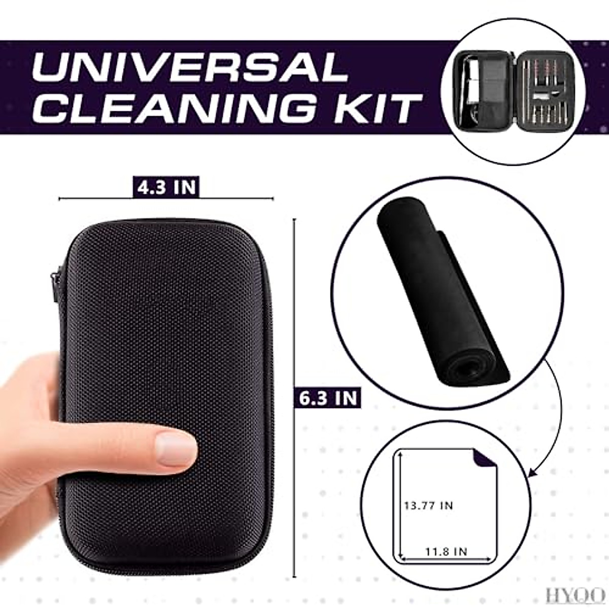 Universal Gun Cleaning Kit - 9mm Cleaning Kit with Portable Case and Cleaning Mat - Kits for Handguns - Men's Accessories