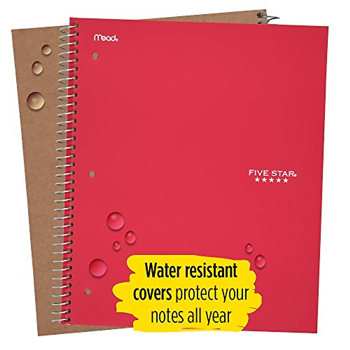 Five Star Spiral Notebooks, 1 Subject, Wide Ruled Paper, 100 Sheets, 10-1/2" x 8", Red, Black, Blue, 3 Pack (73059)