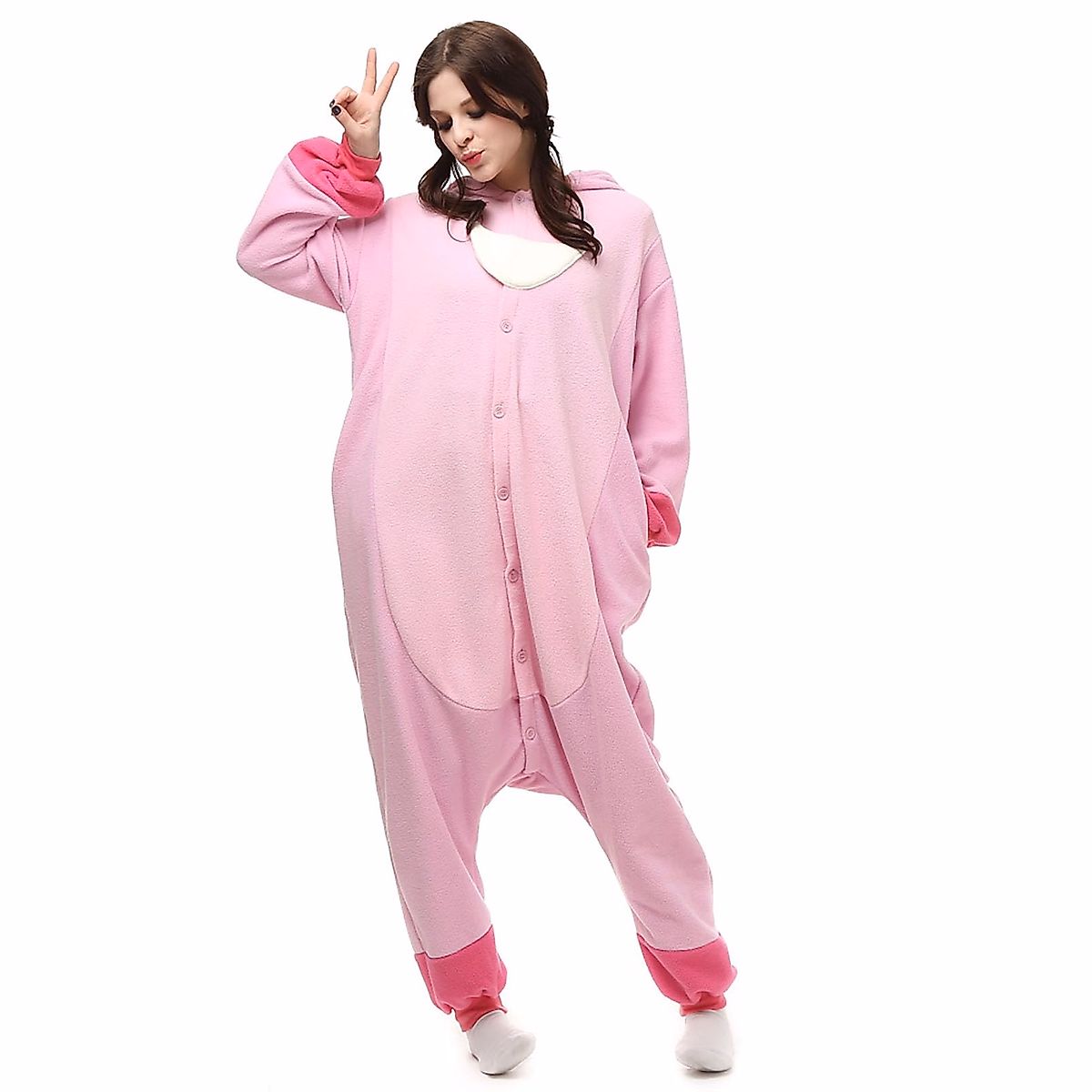 GLGCOS Pink Stitch Onesie Costume for Women Men Unisex Adult Halloween Christmas Party Pajamas X-Large