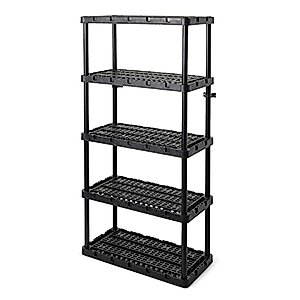 Gracious Living 5 Shelf Knect-A-Shelf Ventilated Heavy Duty Storage Unit 18 x 36 x 72 Organizer System for Home, Garage, Basement & Laundry, Black
