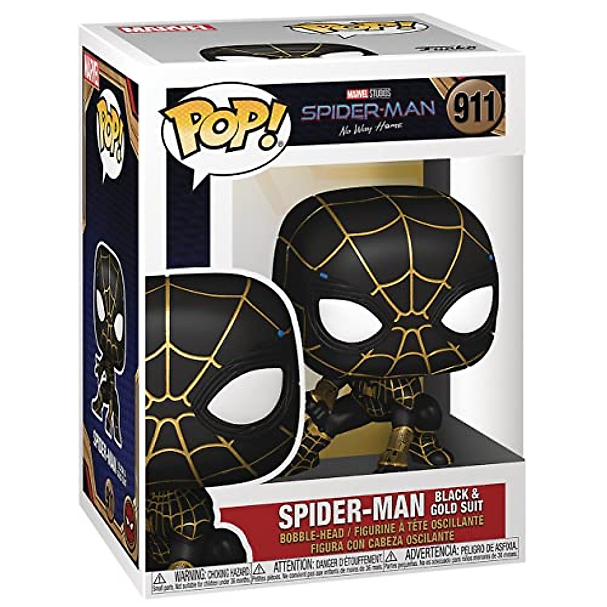 Spider-Man POP Marvel No Way Home - Spiderman in Black and Gold Suit Funko Pop! Vinyl Figure (Bundled with Compatible Pop Box Protector Case), Multicolor, 3.75 inches