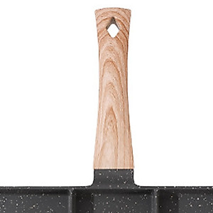 Divided Grill Pan, Aluminum Nonstick Divided Stove Top Grill Pan 4 Section Breakfast Pan with Divider for Indoor Cooking Divided Frying Pan Breakfast Grilling Pan for Frying Eggs Steak(Black)