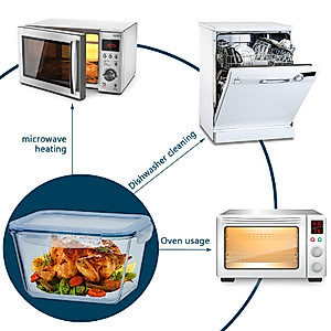 TRBIDRBO 2600 ML /88oz/ 11 Cup LARGE Glass Food Storage Container with Airtight Locking Lid for Storing food, Vegetables, Fruits Roasting Turkey Freezer Microwave & Oven Safe Leak Proof