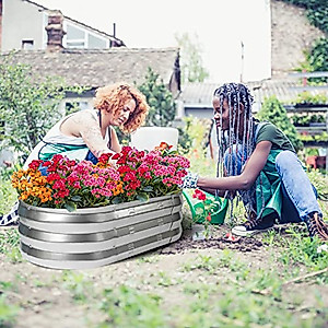 Raised Garden Bed 2 Sets Galvanized Metal Planter Boxs Designed for Easy DIY