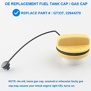 Gas Cap, Fuel Cap Replace GT337 Compatible with Buick Cadillac Chevy GMC - 2012-2016 LaCrosse, 2011-2013 Regal Caprice, 2011-2017 Equinox, 2014-2020 Impala, 2011-2017 Terrain, 2012-2013 SRX, 2013 ATS