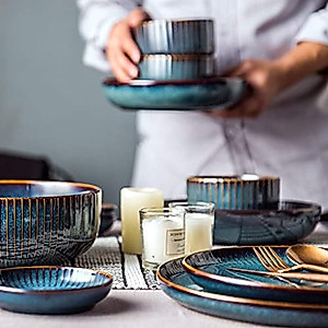 Porcelain Dinner Set Ceramics Dinner Sets Ceramics Dinner Sets, Bowl/Spoon/Plate Light American Style Starlight Series Dinnerware Set 28 Pieces - Family Party and Kitchen Restaurant