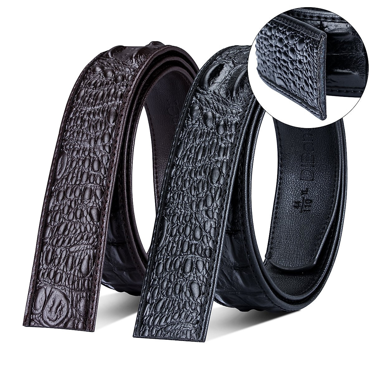 Barry.Wang Mens Belt Leather 2pack,Slide Ratchet Belt Buckle Dress Casual Gift Adjustable,Trim to Fit