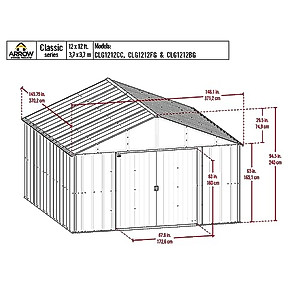 Arrow Classic Metal Shed, 12 x 12, Flute Grey