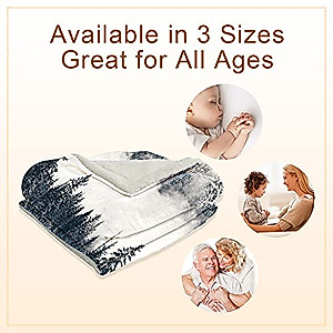 Summout Reversible Sherpa Fleece Throw Blanket - Mountain in The Mist - Thick Fluffy Soft Warm Blankets and Throws for Bed/Sofa/Couch, 50x60 Inches
