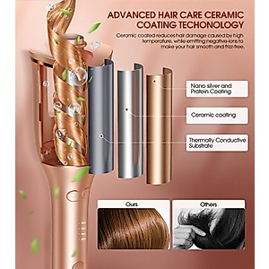 Automatic Curling Iron, Professional Anti-Tangle Automatic Hair Curler with 1" Curling Iron Large Slot & 4 Temperature & 3 Timer, Dual Voltage Rotating Curling Iron with Auto Shut-Off for Hair Styling