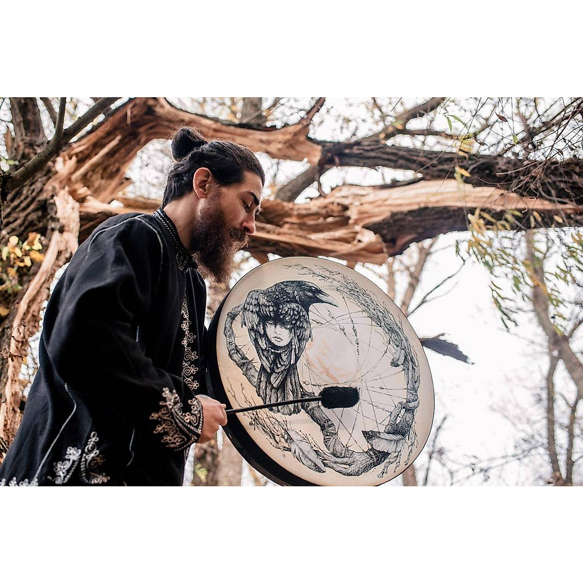 QDL notebook Shaman Drum 2022 Shaman Vegetarian ''Crow Drum'' Sound Deep Bass Sound God Druid Drum Su Shamanic Sound Healing Tool