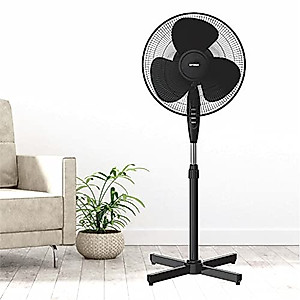 Optimus 16 Inch Oscillating Stand Fan, Black