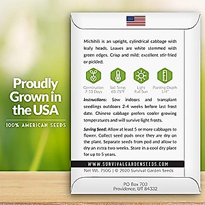 Survival Garden Seeds - Michihili Napa / Nappa Cabbage Seed for Planting - Pack with Instructions to Plant and Grow Brassica Vegetables in Your Home Vegetable Garden - Non-GMO Heirloom Variety