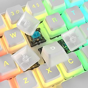 GK GAMAKAY MK61 RGB Pudding Keyboard, 61 Keys Gateron Optical Switch PBT Pudding Keycaps, Hot Swap Backlit Ultra-Compact Wired Gaming Keyboard for Windows Mac PC Gamers (Yellow Switch V2, White)