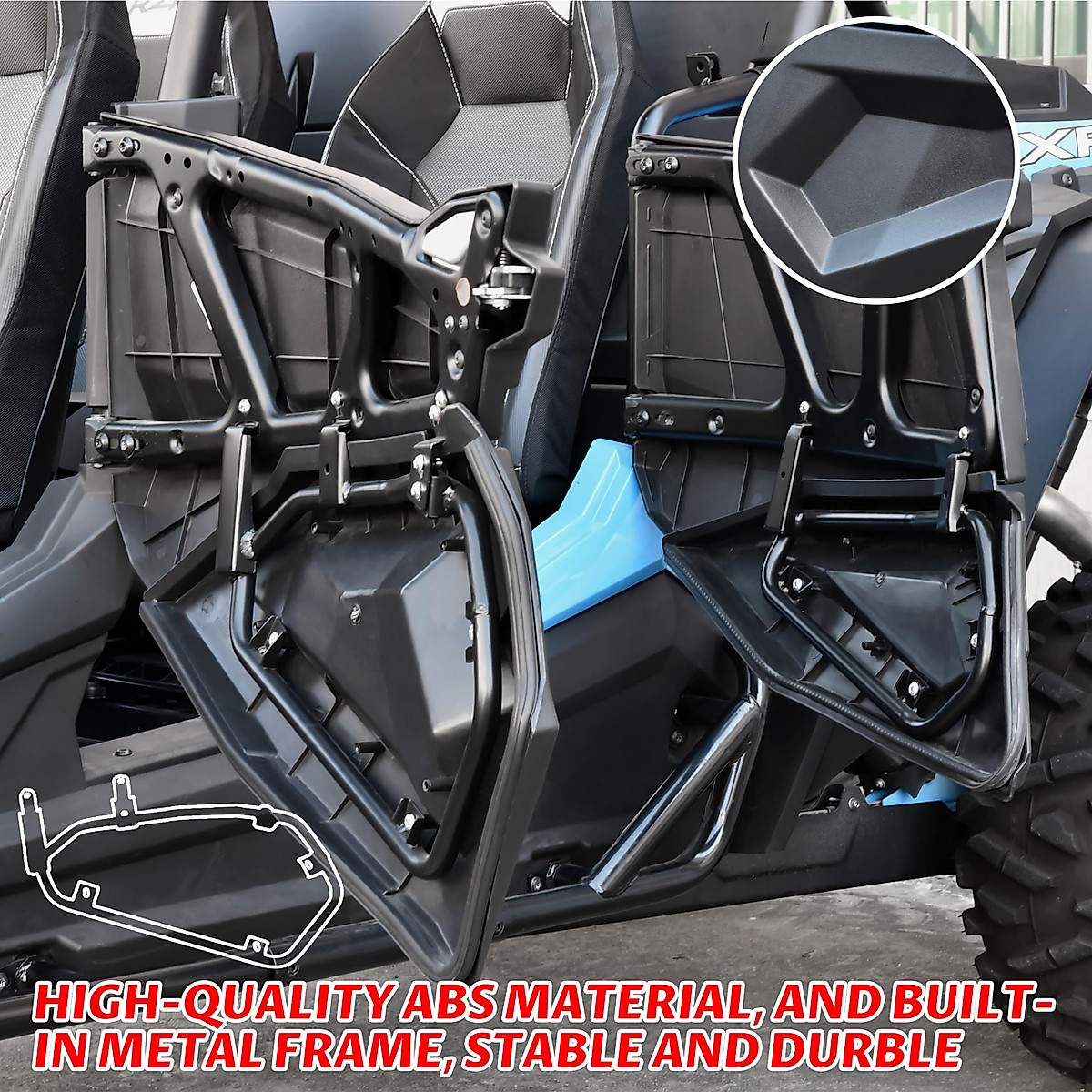 SAUTVS Lower Door Panels for Polaris RZR XP4 1000, 4 Seater Lower Half Door Inserts with Built-in Metal Frame for 2014-2023 Polaris RZR XP 4 1000 Turbo S 900 EPS(4 Doors, Replace #2879942)