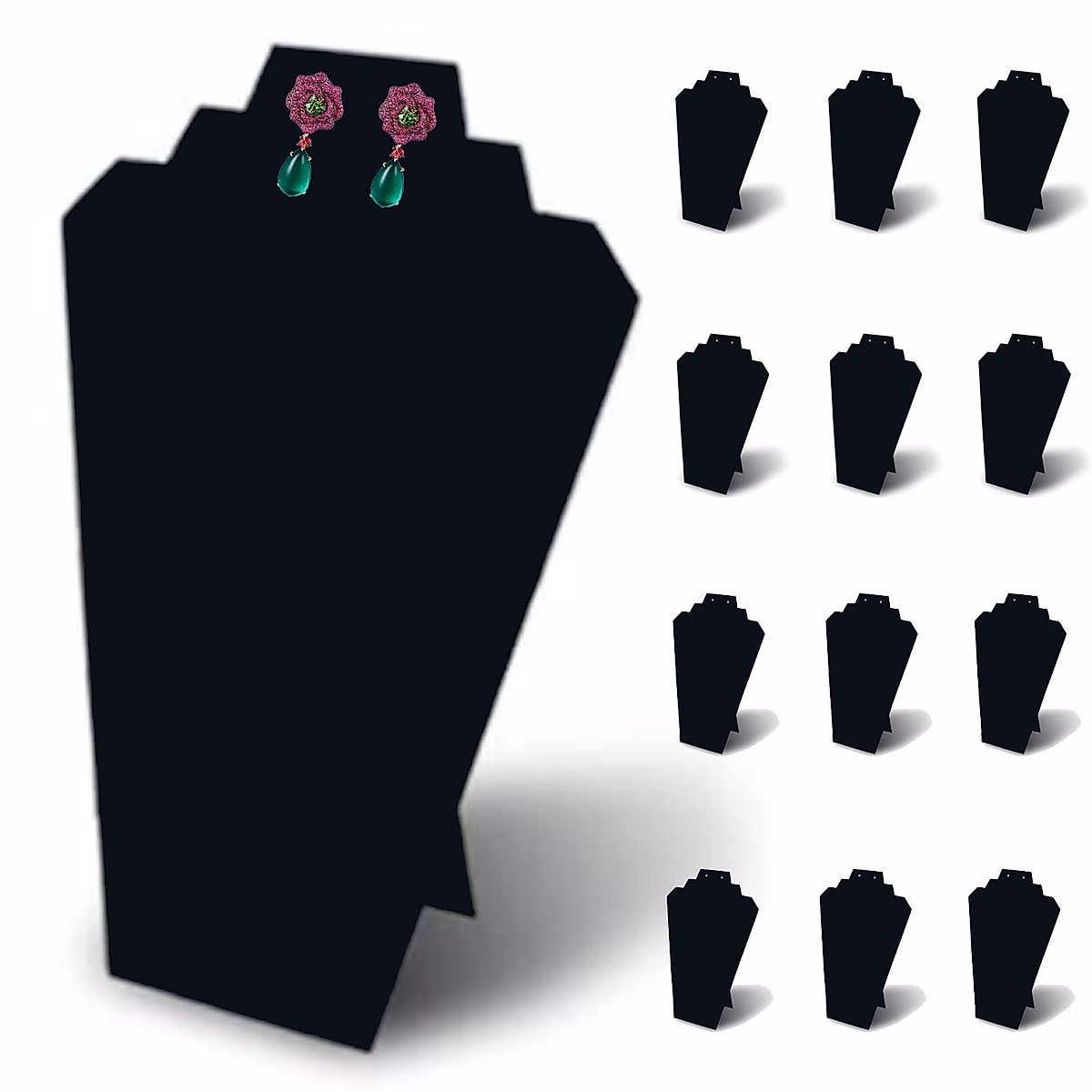 Codant 12.5 Inch Black Velvet Necklace Display Stands for Selling,Tabletop Necklace Display Stand for Jewelry, Foldable Jewelry Display Stands for Selling and Shows(set of 12)